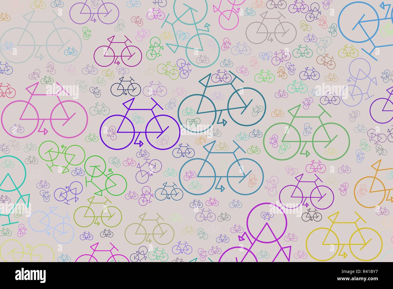 Abstract outline of bicycle illustrations background. Cartoon style ...