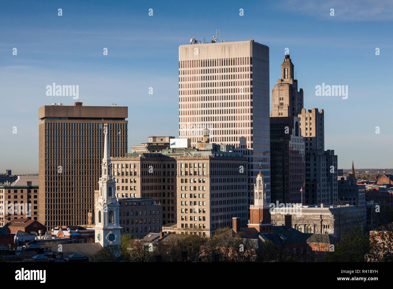 USA, Rhode Island, Providence, city skyline from Prospect Terrace Park ...