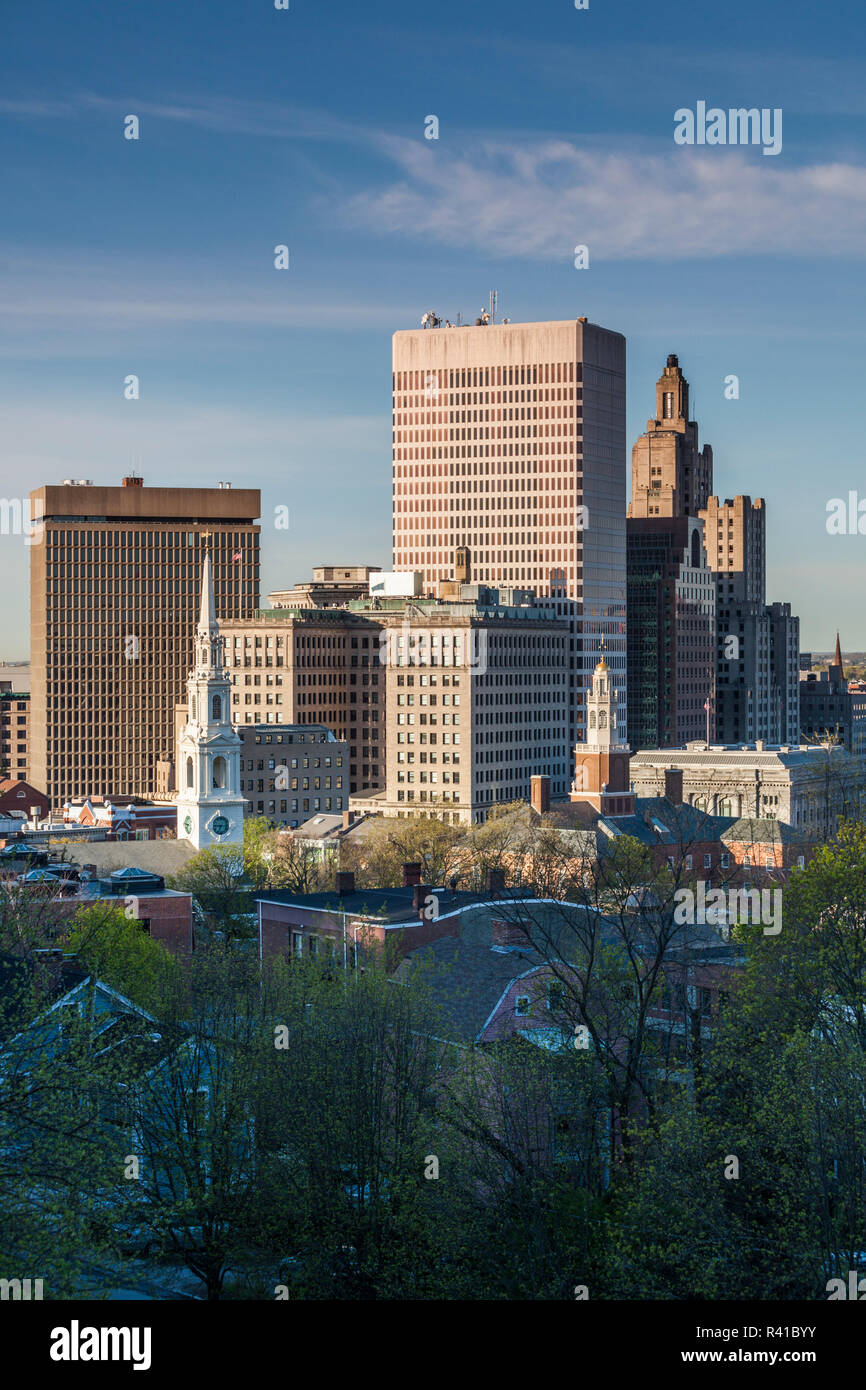 USA, Rhode Island, Providence, city skyline from Prospect Terrace Park ...