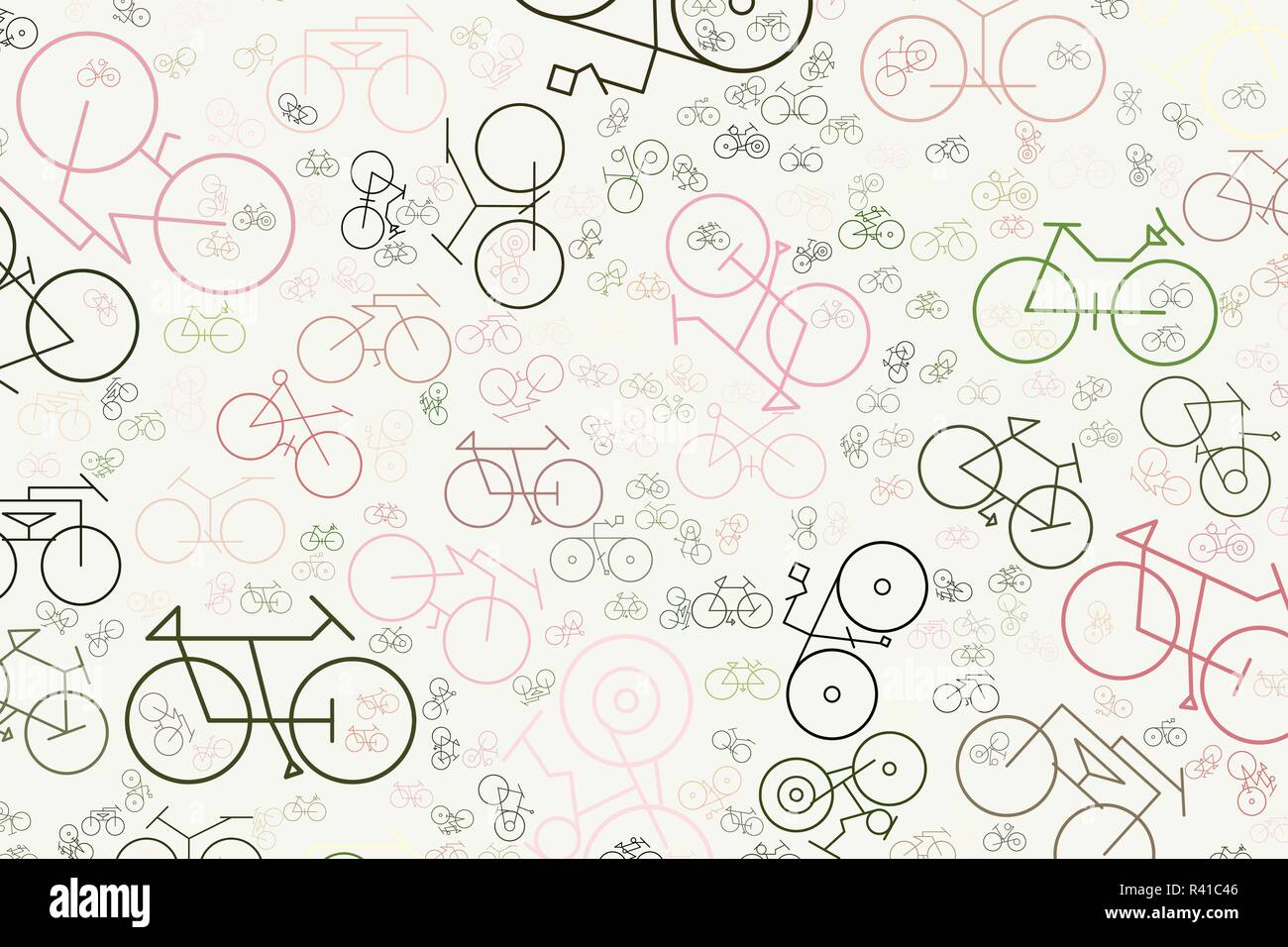 Abstract background with outline of bicycle. Cartoon style vector Stock ...