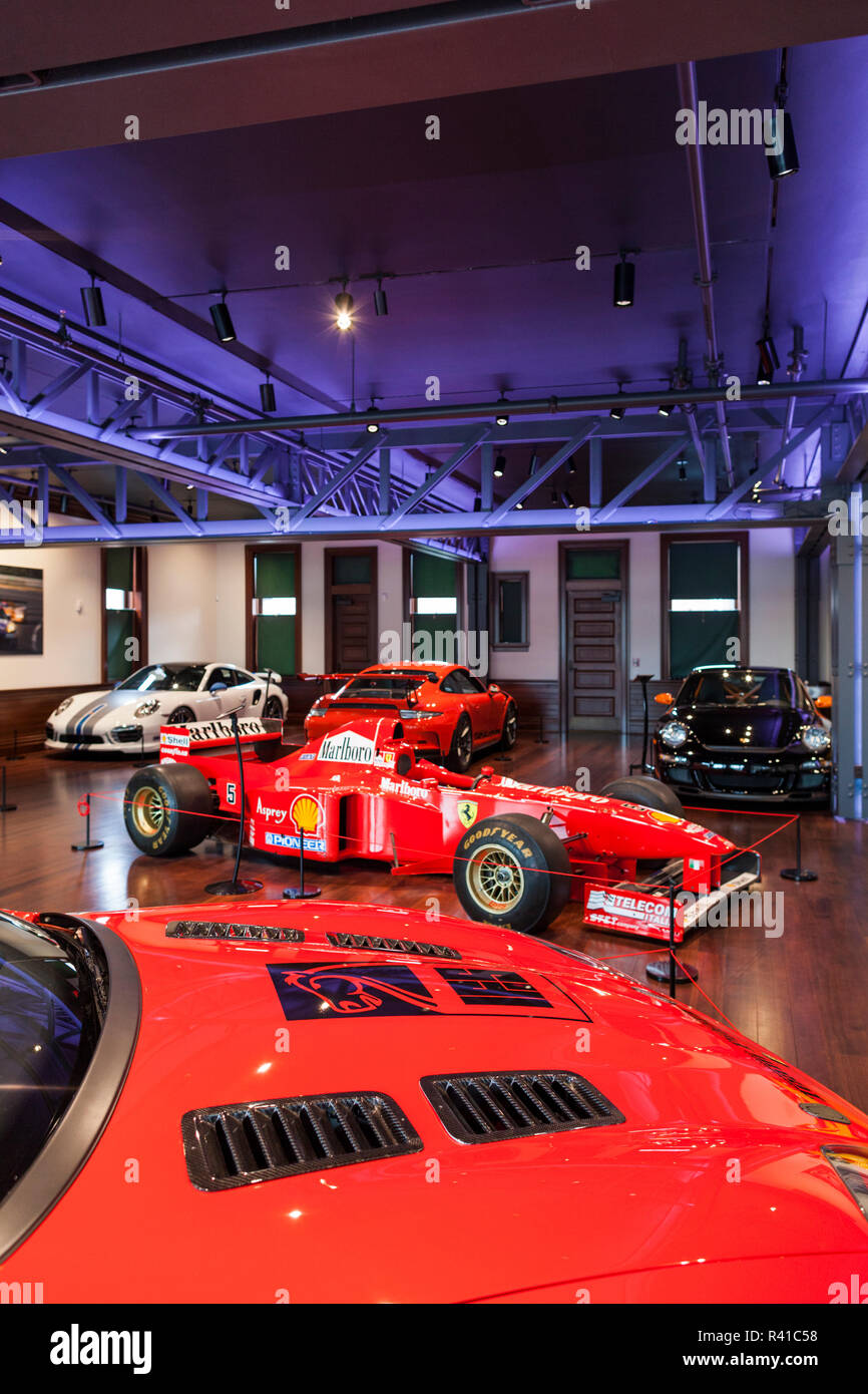 USA, Rhode Island, Newport, Audrain Auto Museum, contemporary sports ...