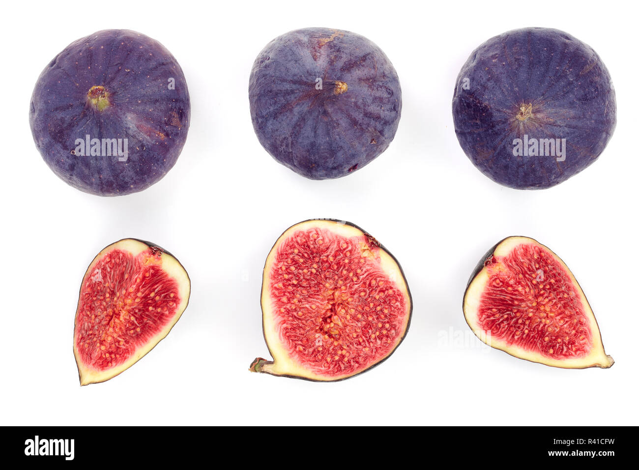 fig fruits isolated on white background.Top view. Flat lay pattern. Set ...