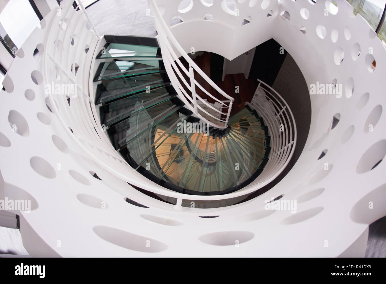 modern glass spiral staircase Stock Photo - Alamy