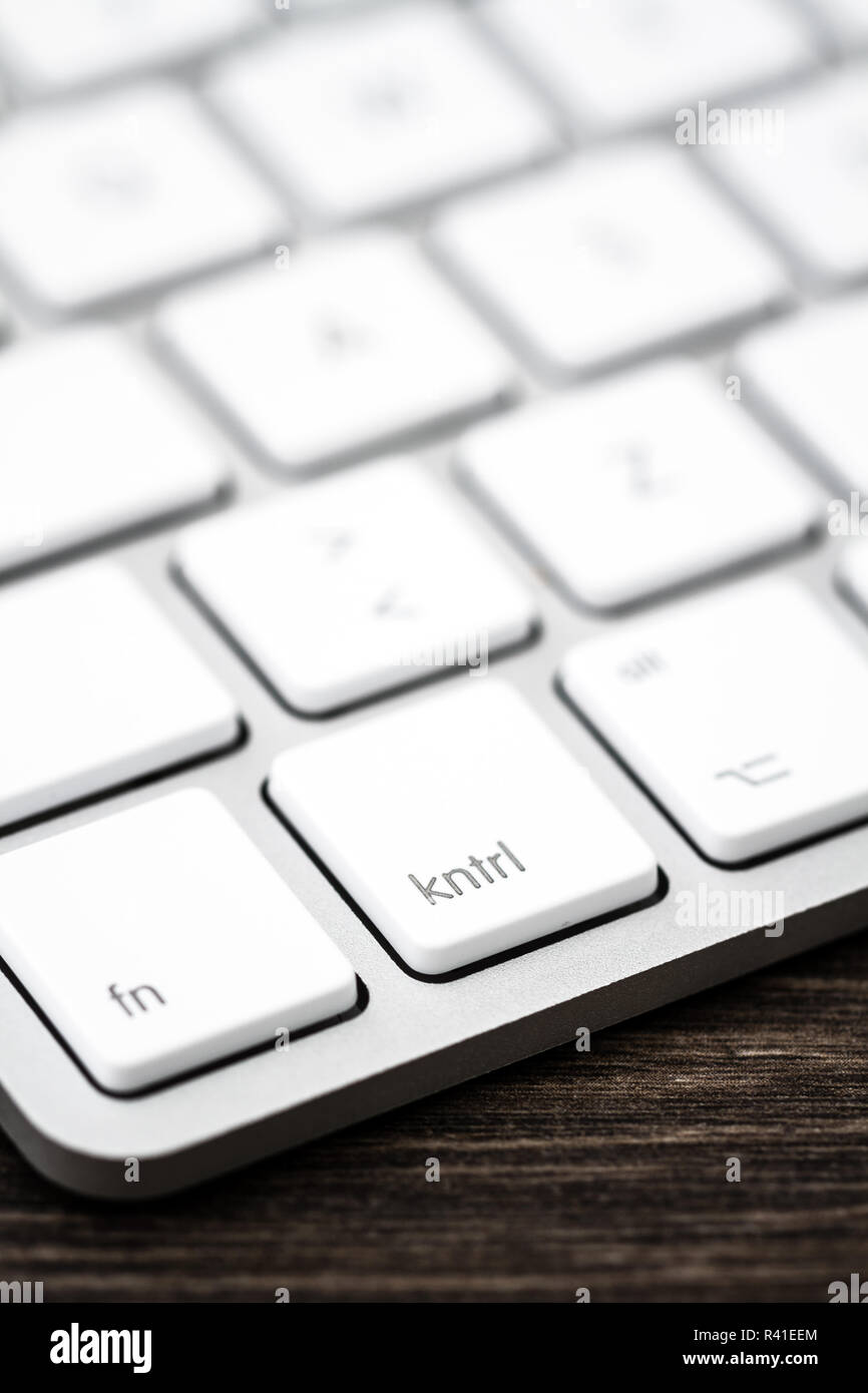 Close up of a Modern White, Gray Computer Keyboard Stock Photo - Alamy