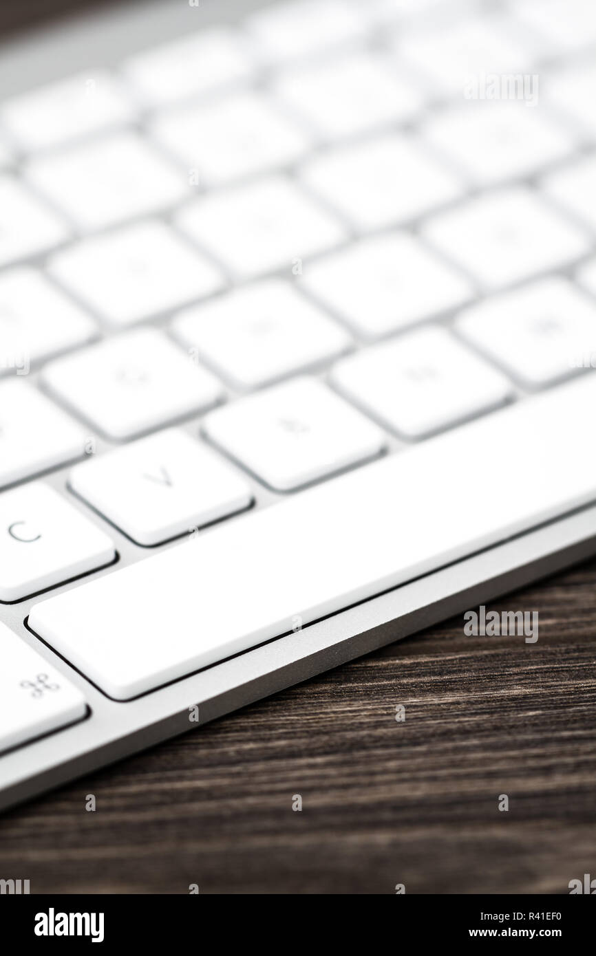 Close up of a Modern White, Gray Computer Keyboard Stock Photo - Alamy