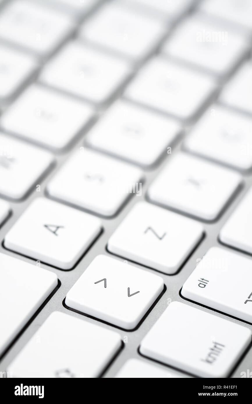 Close up of a Modern White, Gray Computer Keyboard Stock Photo - Alamy