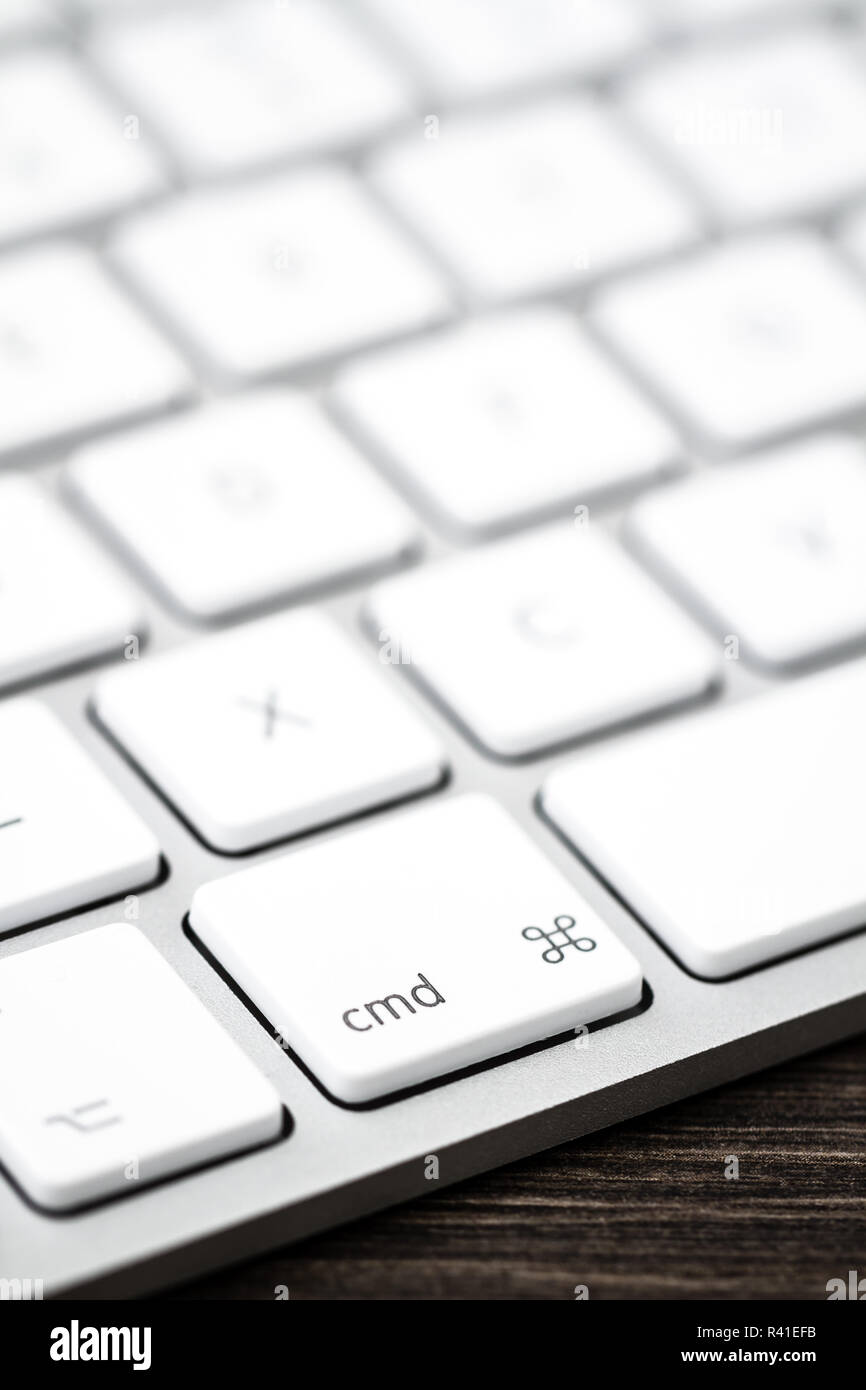Close up of a Modern White, Gray Computer Keyboard Stock Photo - Alamy