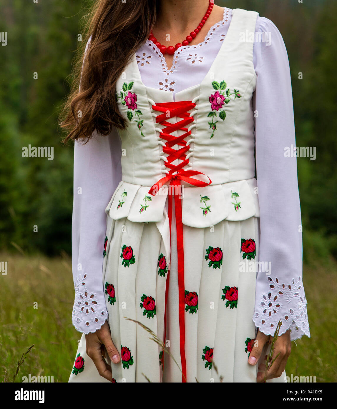 close up on the traditions of highlander clothing, female version Stock ...