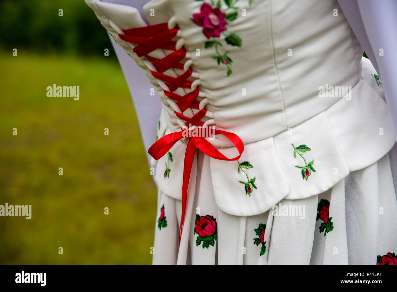 close up on the traditions of highlander clothing, female version Stock ...