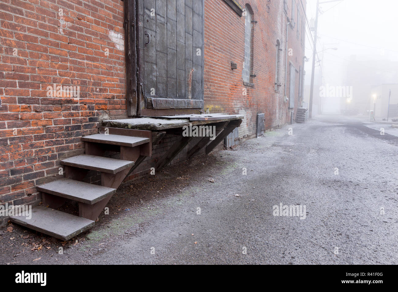 Walla Walla, Washington State, USA. An old unused loading dock with a ...