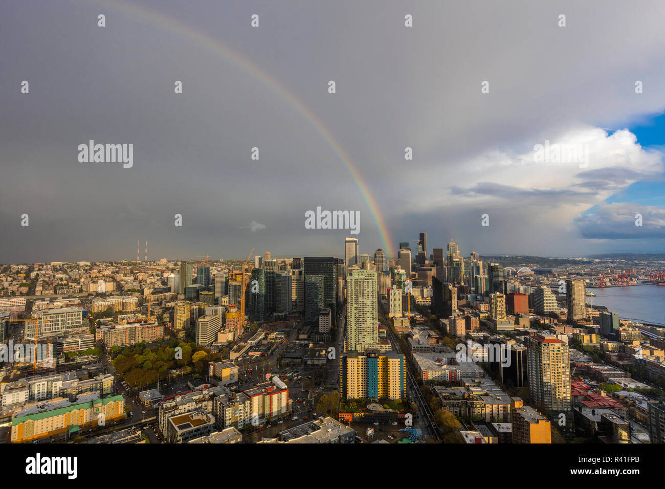 Double rainbow from the top of the Space Needle in Seattle, Washington ...