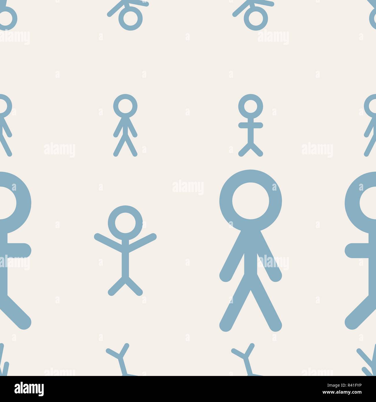 Seamless texture background hand drawn. Abstract sign of people or ...