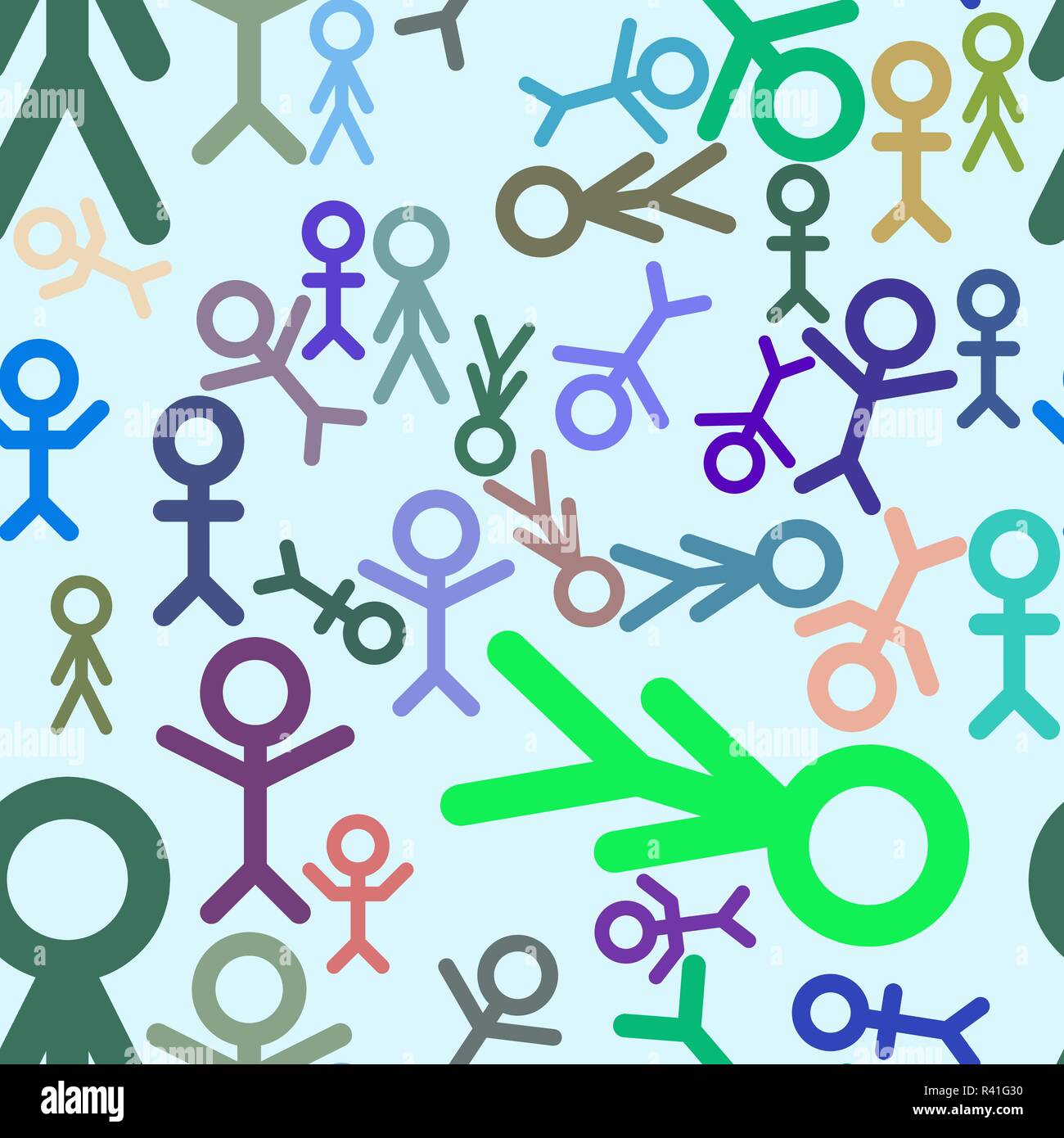 Seamless texture background hand drawn. Abstract sign of people or ...