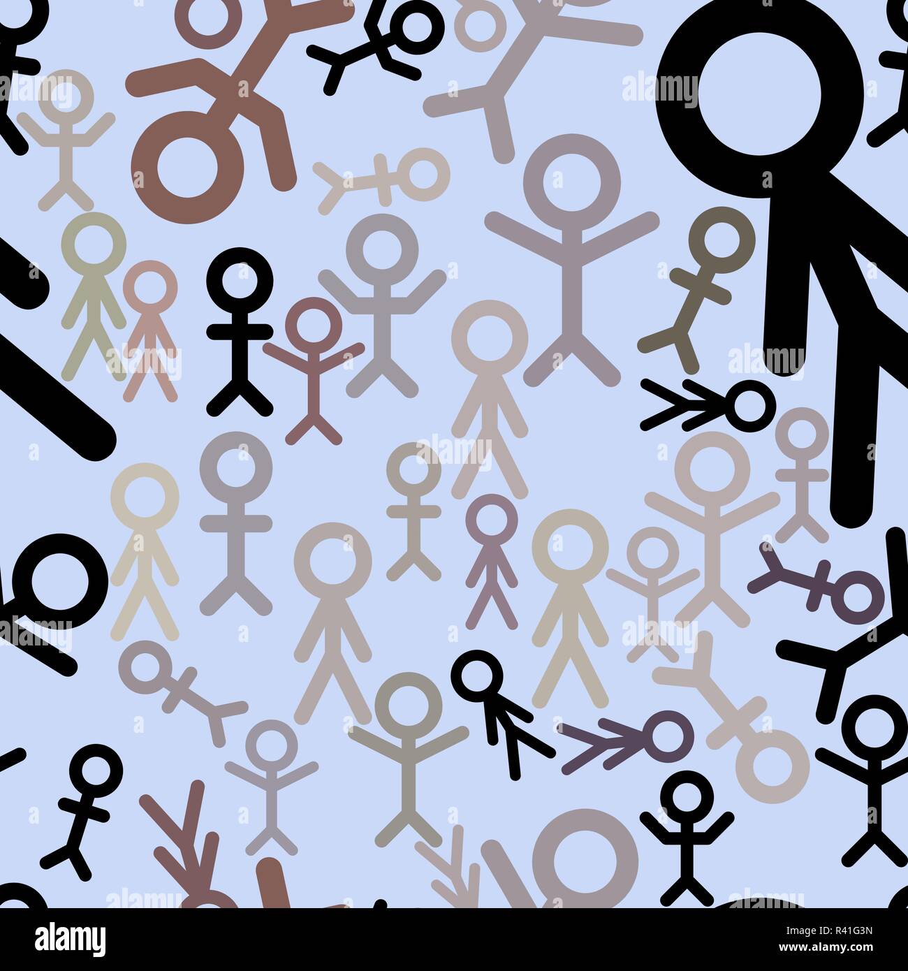 Seamless abstract background with sign of people or human. Cartoon ...