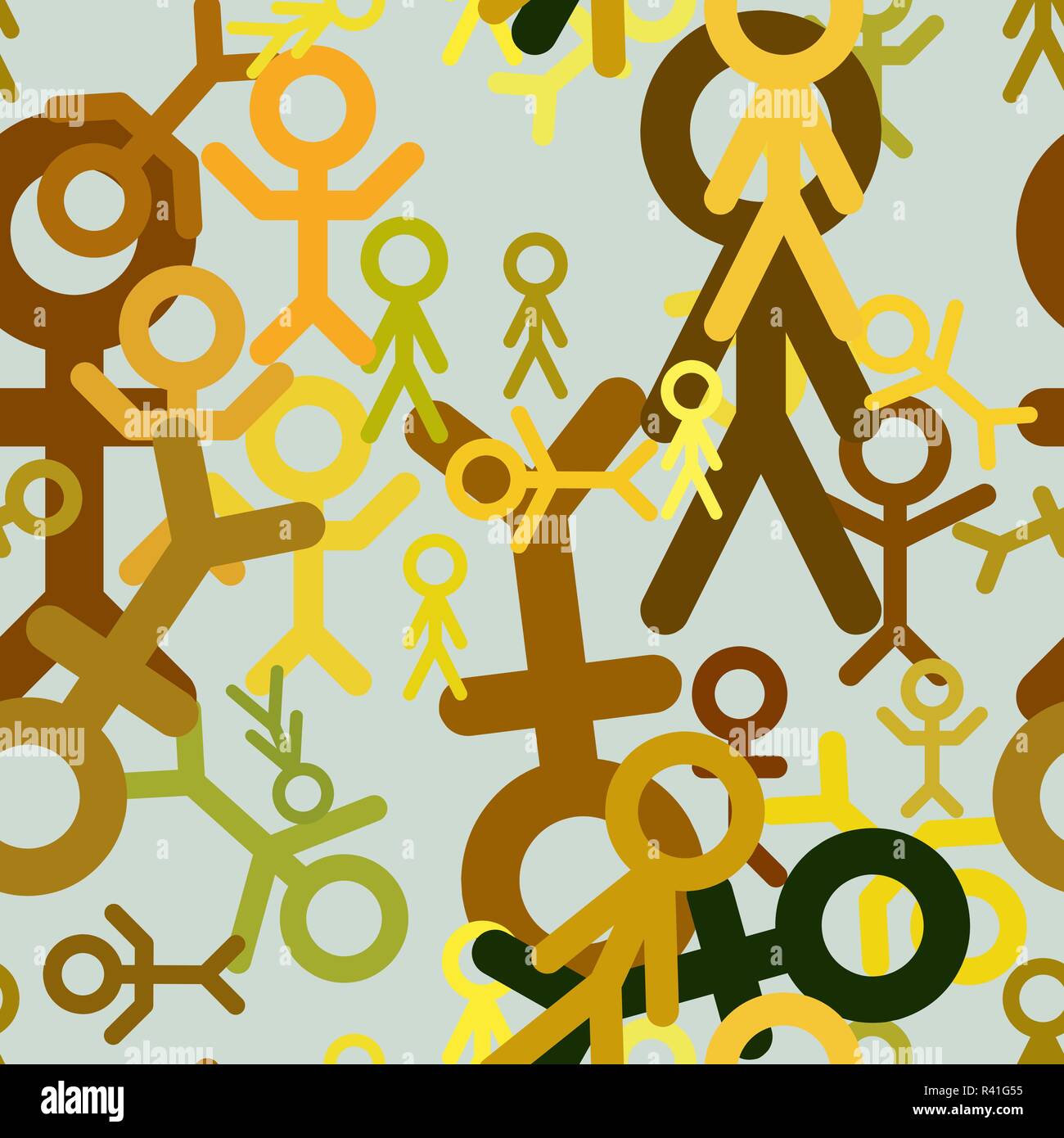 Seamless abstract hand drawn sign of people or human, artistic for ...