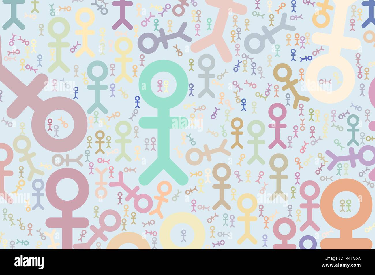 Abstract sign of people or human generative art background. Cartoon ...