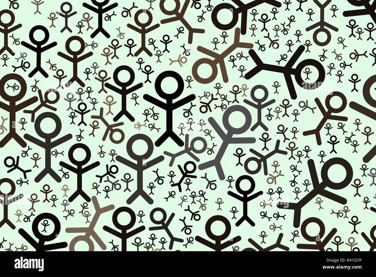 Abstract background with sign of people or human. Cartoon style vector ...