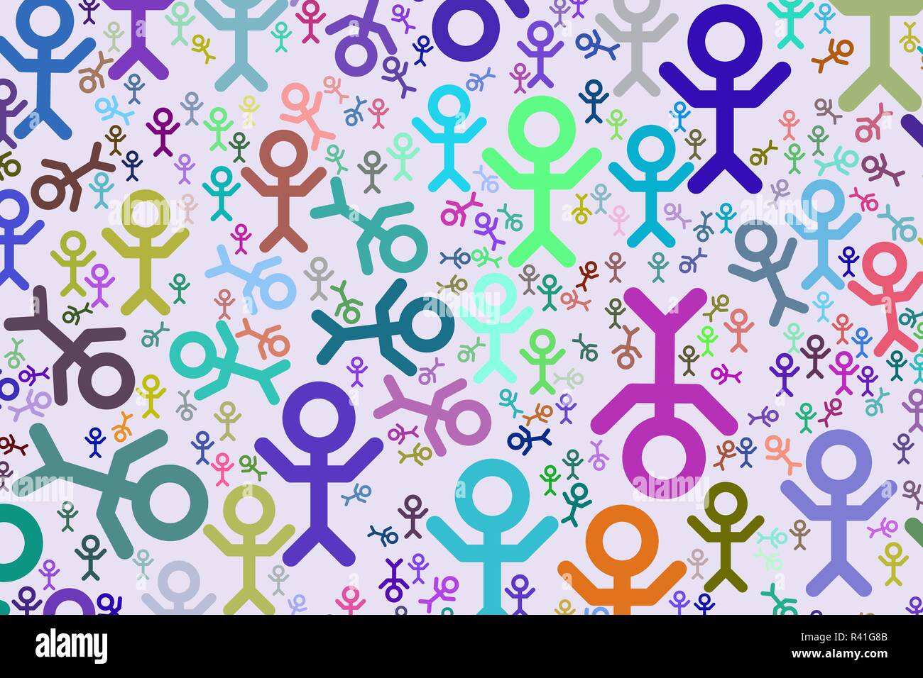 Abstract background with sign of people or human. Cartoon style vector ...