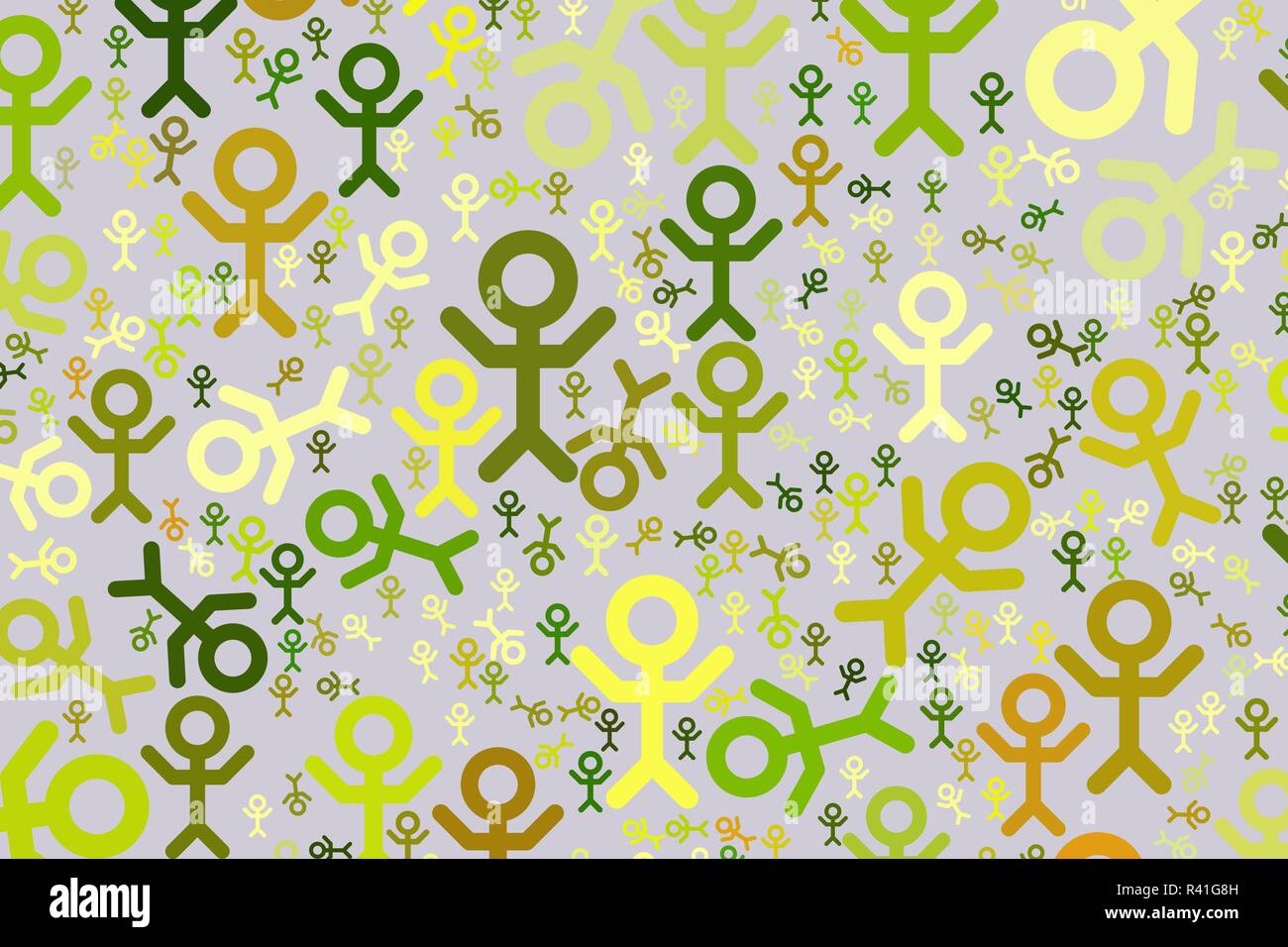 Abstract sign of people or human generative art background. Cartoon ...