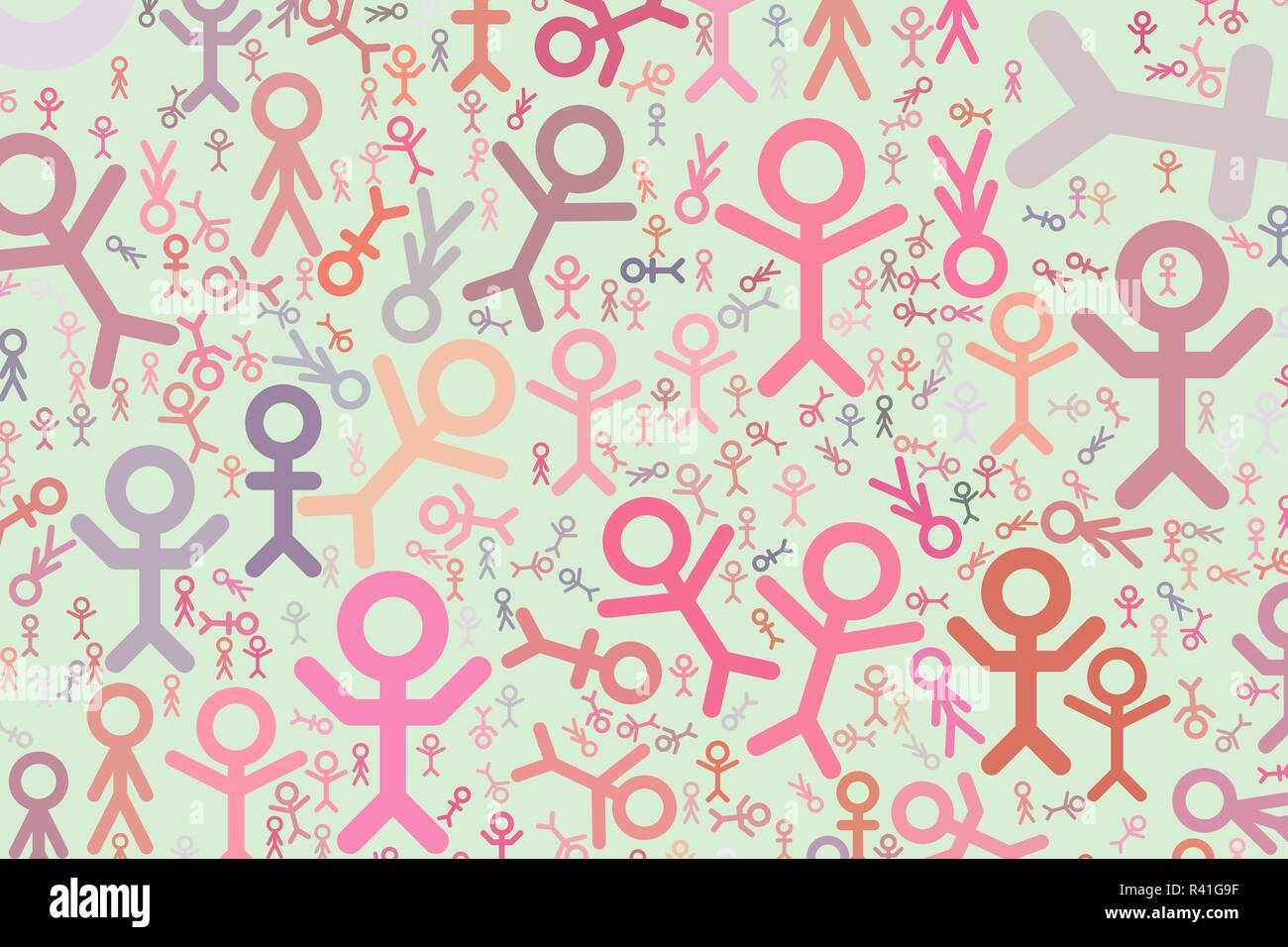 Abstract background with sign of people or human. Cartoon style vector ...
