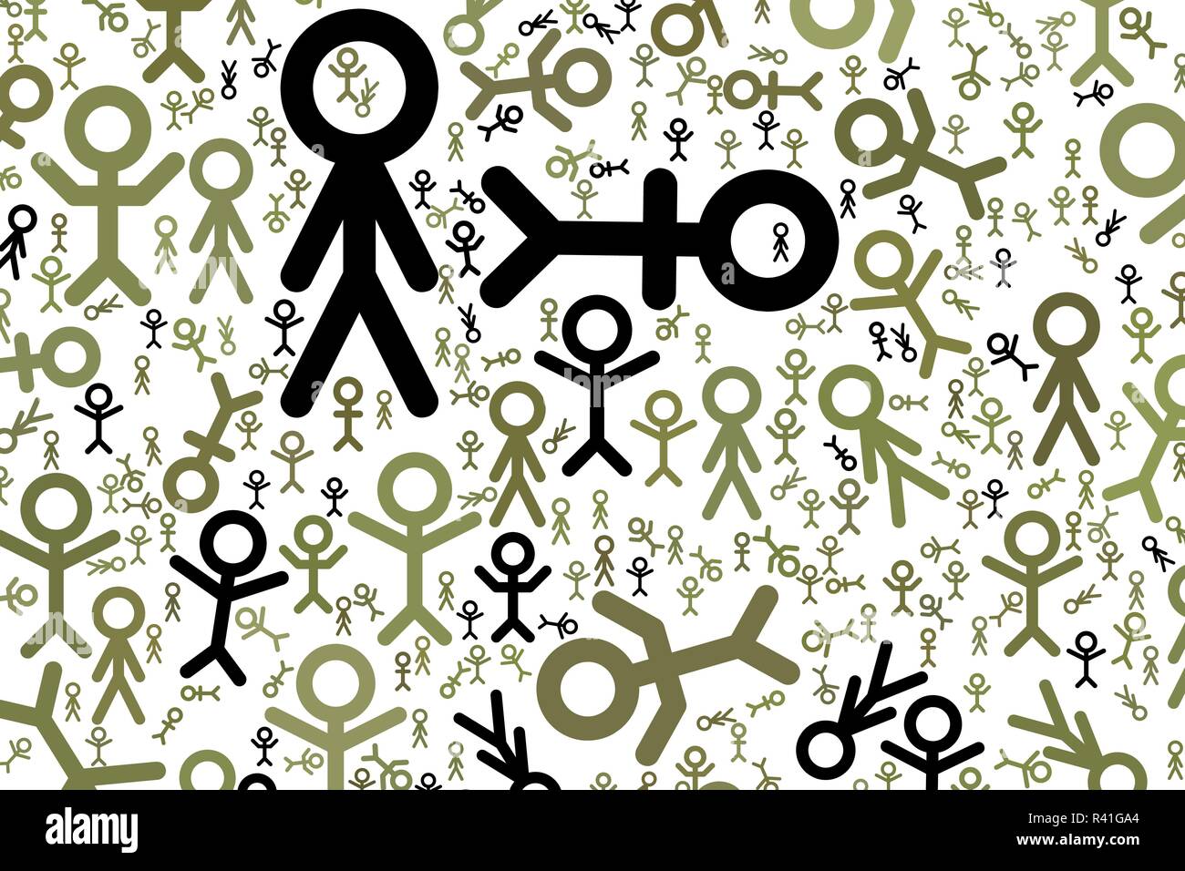 Sign of people or human abstract hand drawn background, texture or ...