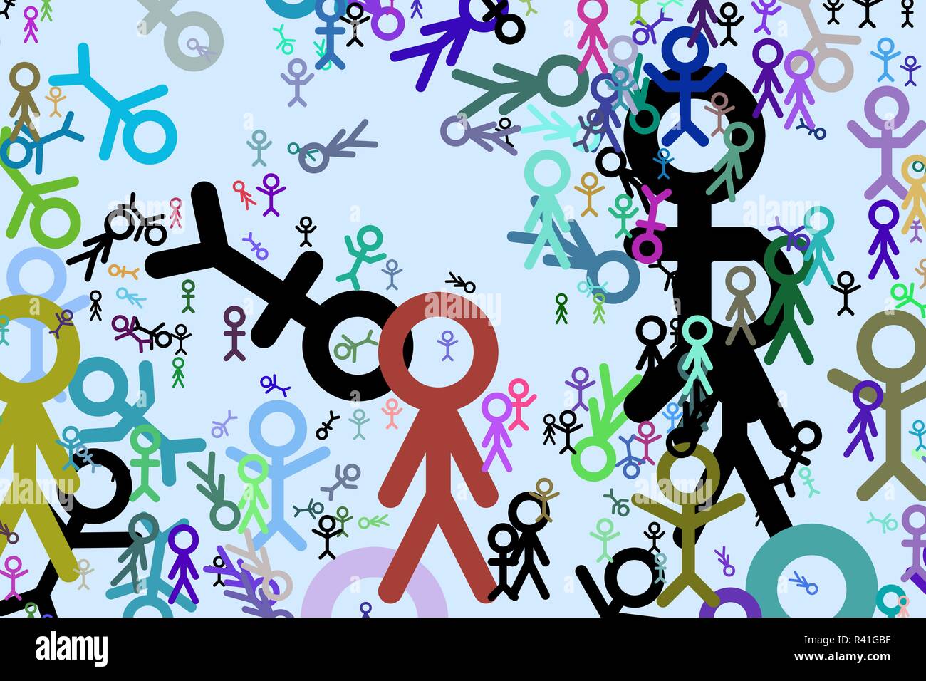 Sign of people or human abstract hand drawn background, texture or ...