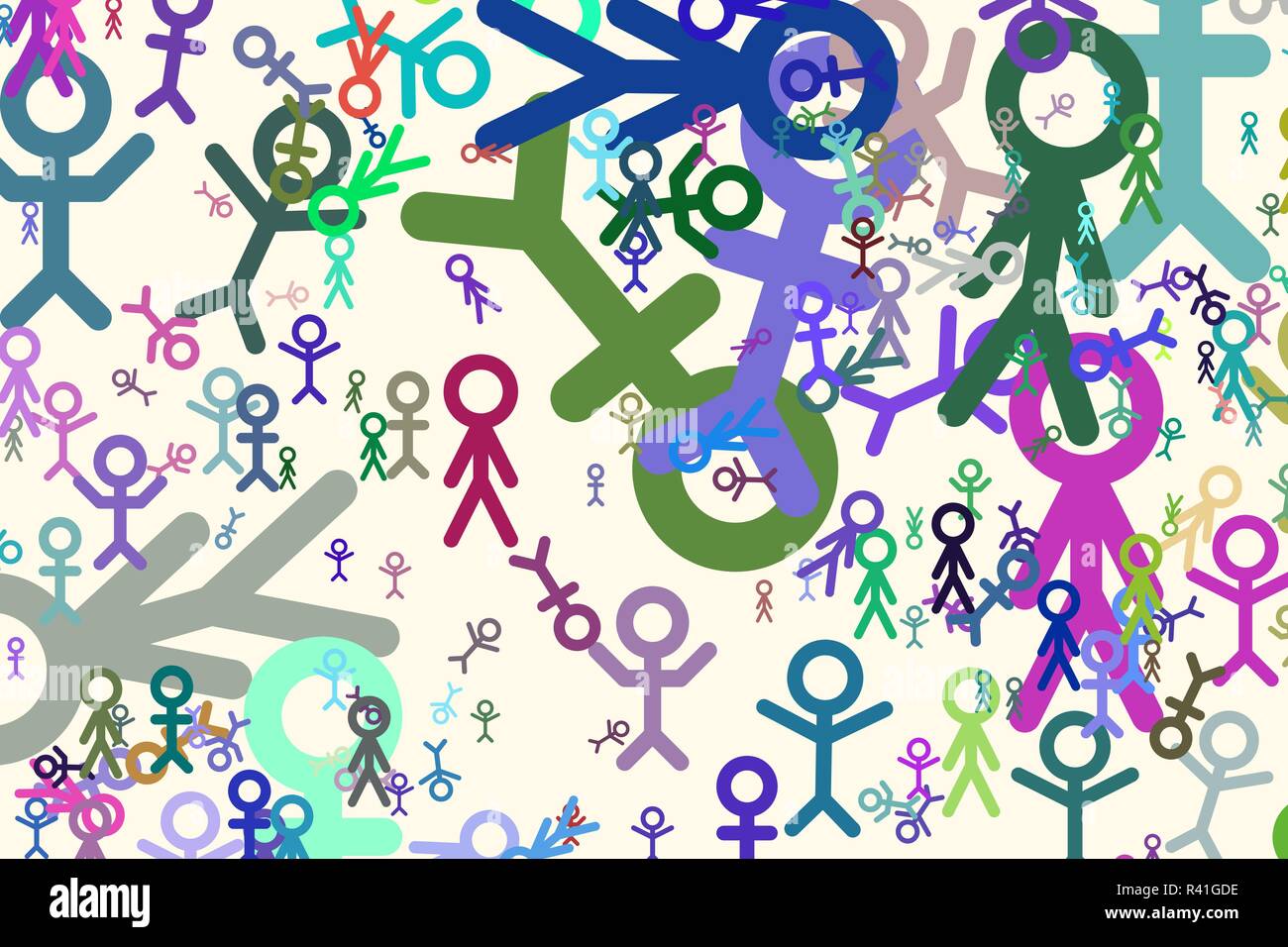 Abstract background with sign of people or human. Cartoon style vector ...