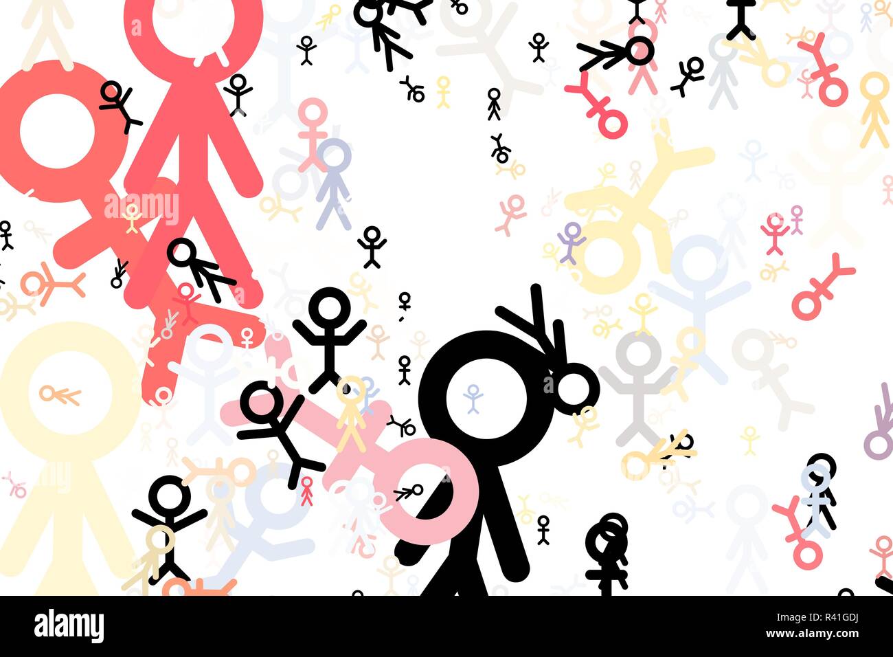 Abstract background with sign of people or human. Cartoon style vector ...