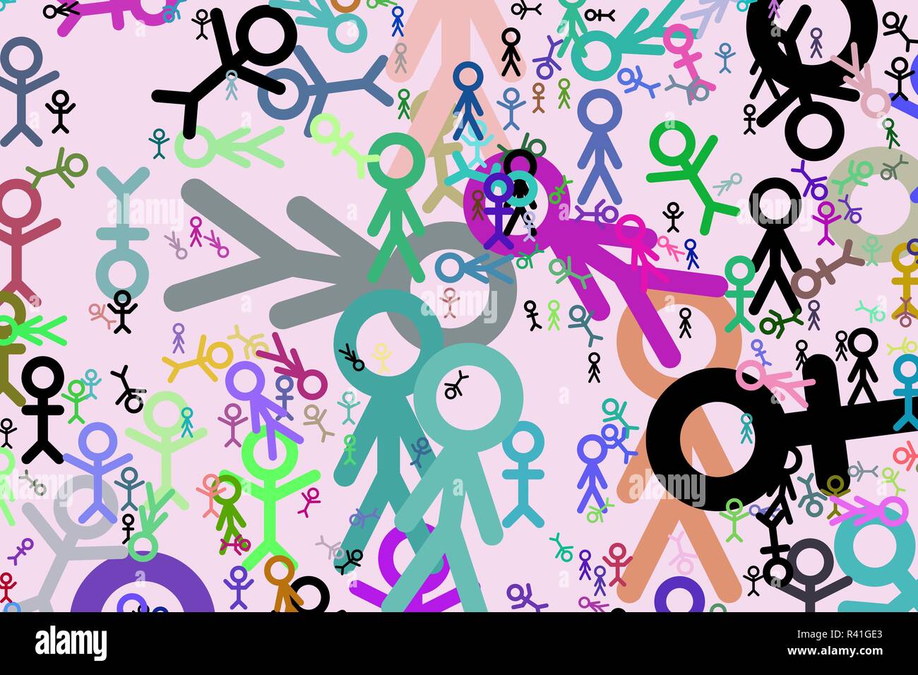 Abstract background with sign of people or human. Cartoon style vector ...