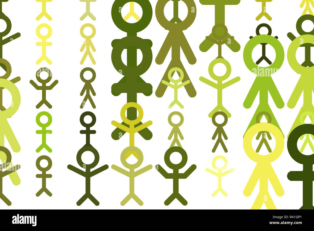 Abstract sign of people or human generative art background. Cartoon ...