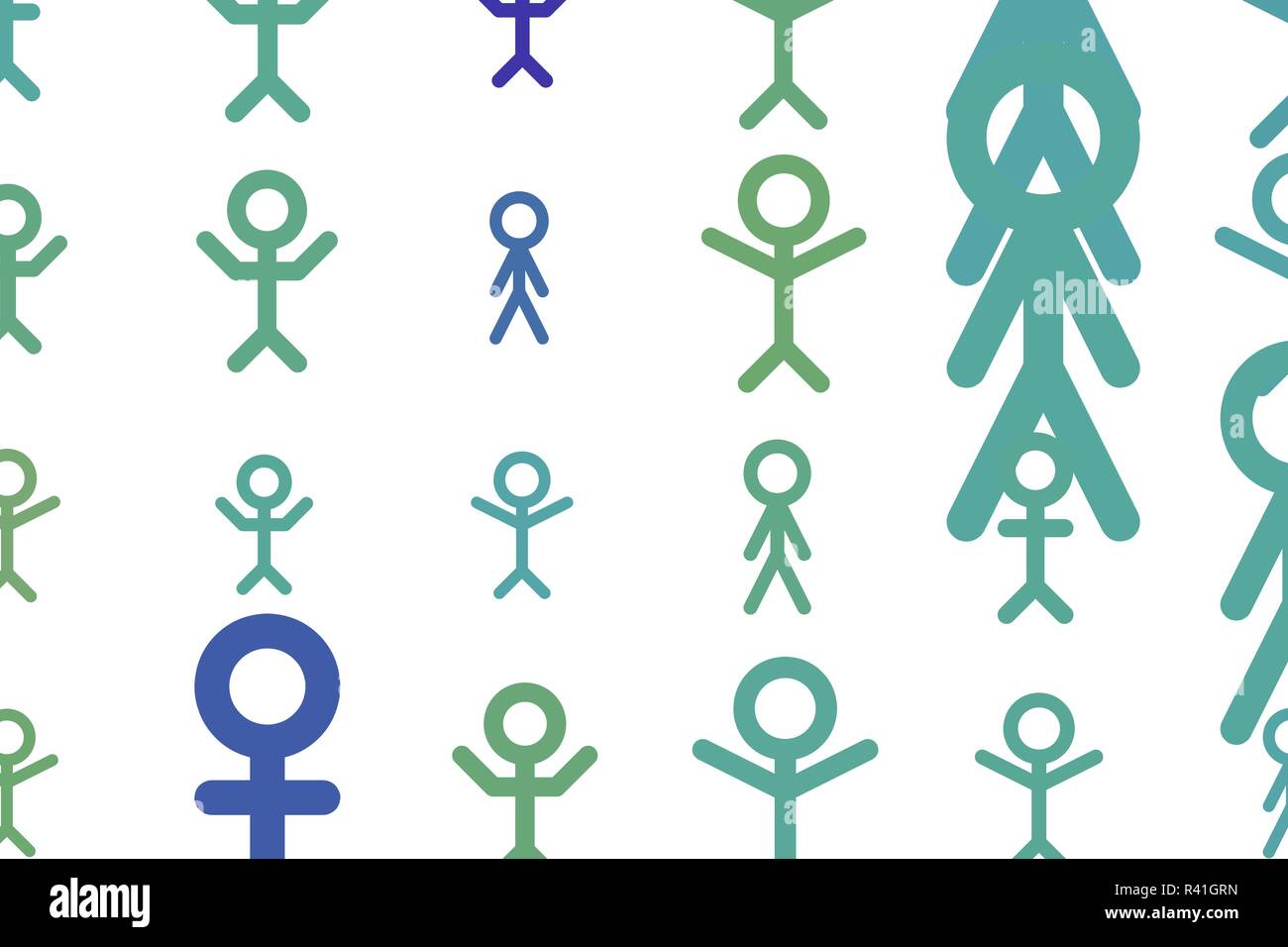 Abstract sign of people or human generative art background. Cartoon ...