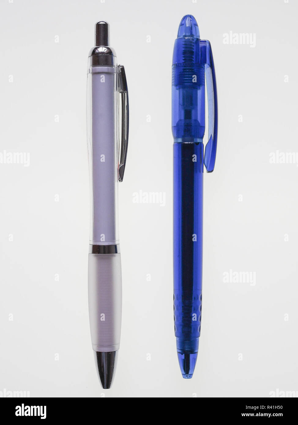 Blue and white pen Stock Photo - Alamy