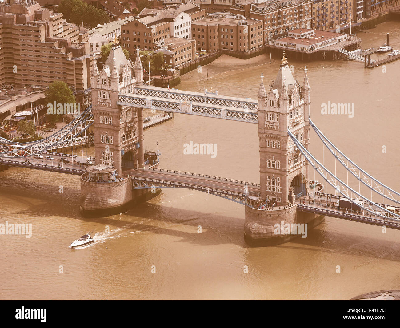 Retro looking Aerial view of London Stock Photo - Alamy