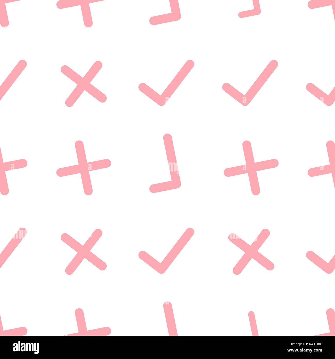 Seamless tick or cross mark, right or wrong sign abstract hand drawn ...