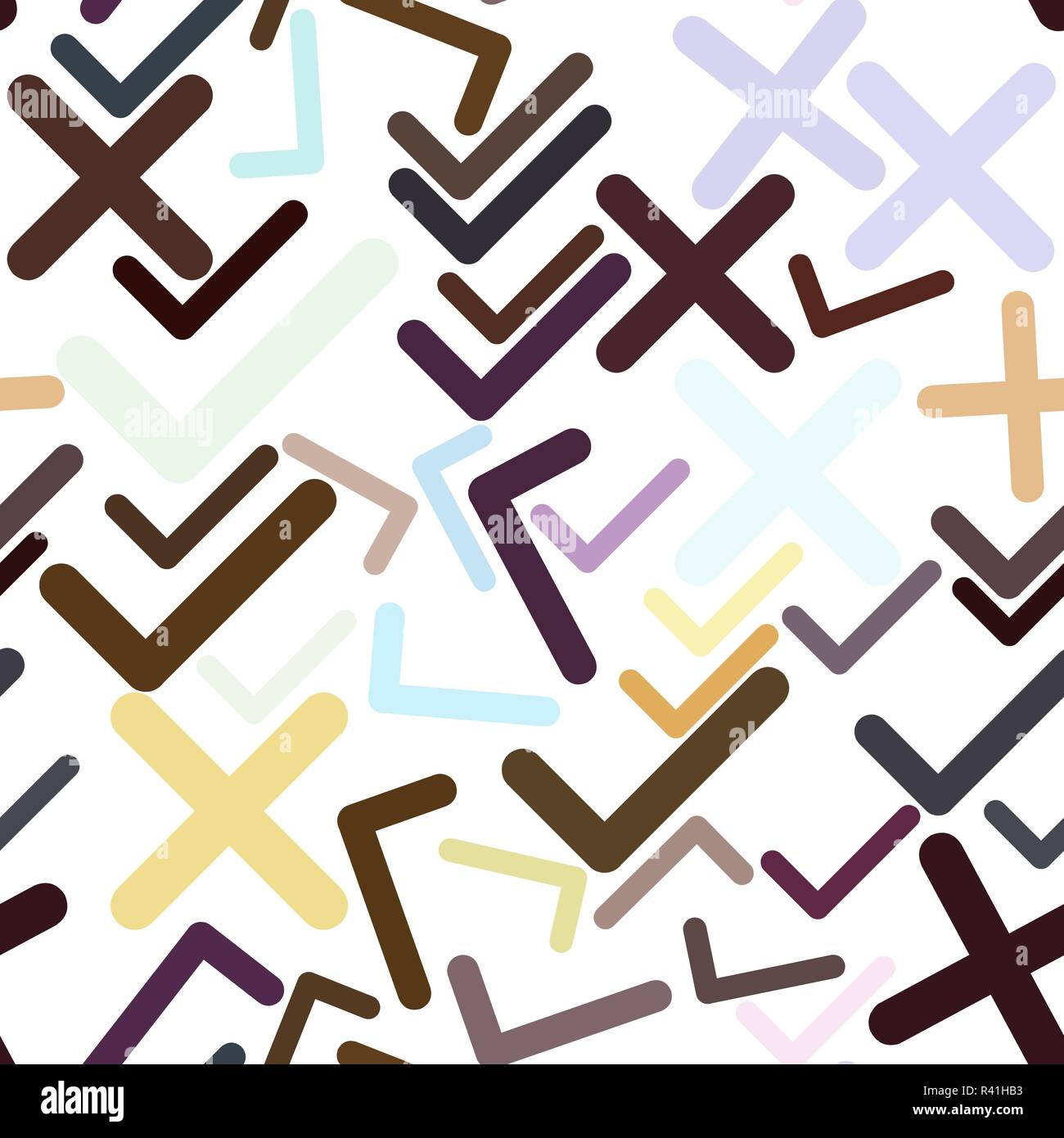Seamless abstract hand drawn tick or cross mark, right or wrong sign ...