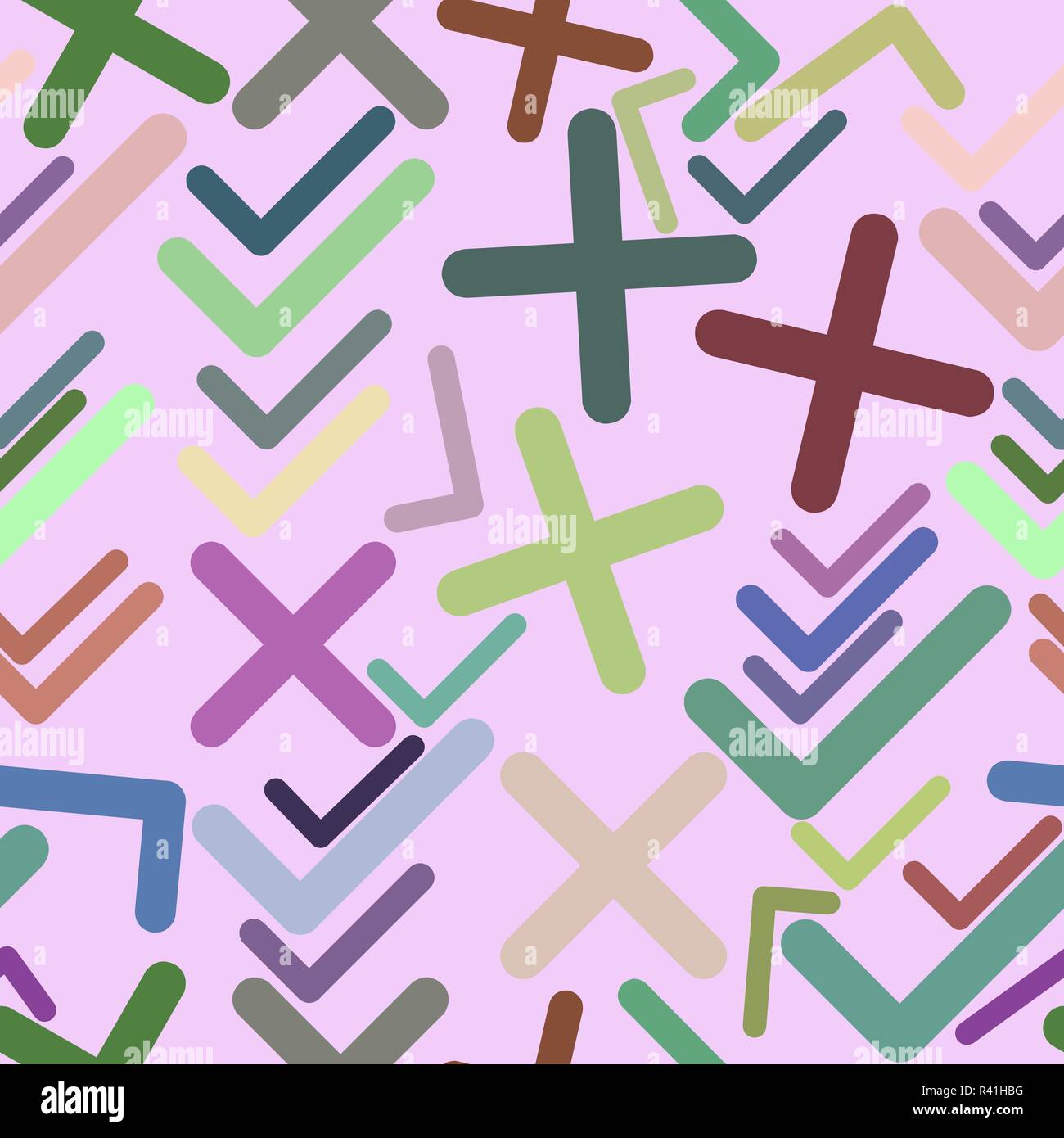 Seamless abstract illustrations of tick or cross mark, right or wrong ...