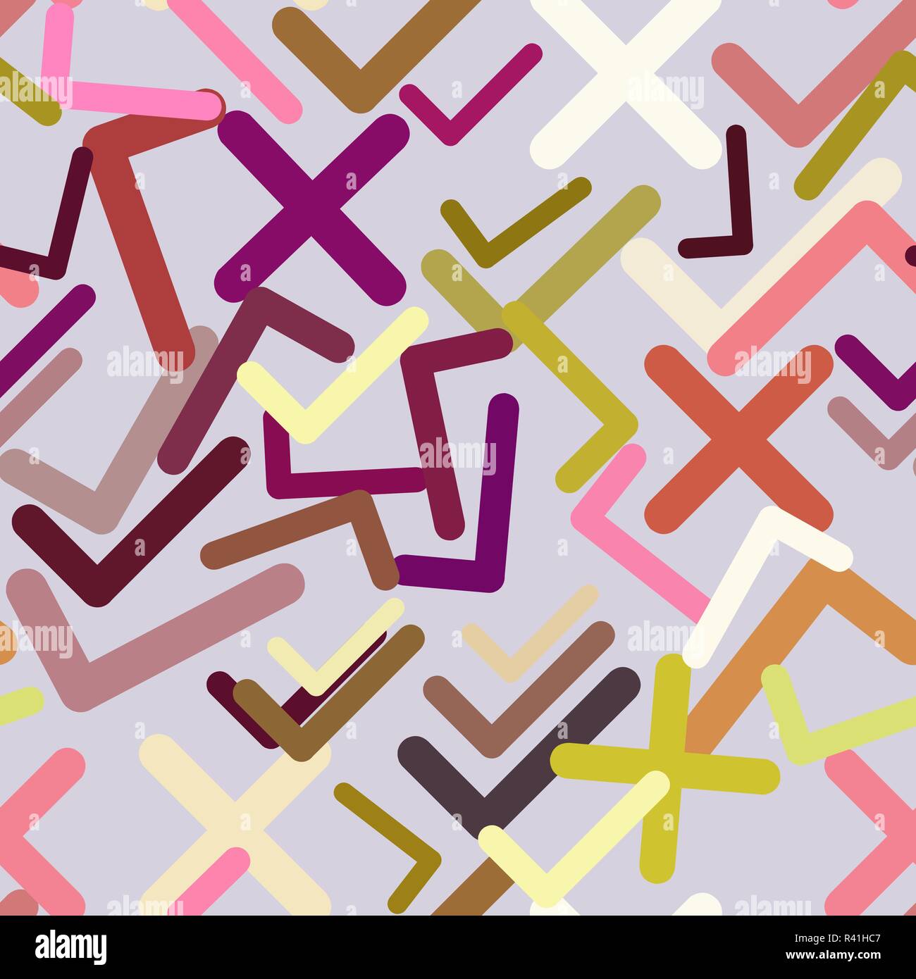 Seamless abstract hand drawn tick or cross mark, right or wrong sign ...