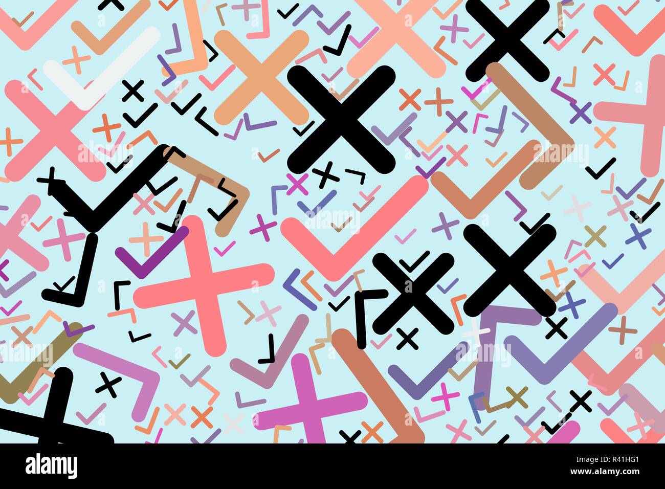 Abstract background with tick or cross mark, right or wrong sign ...