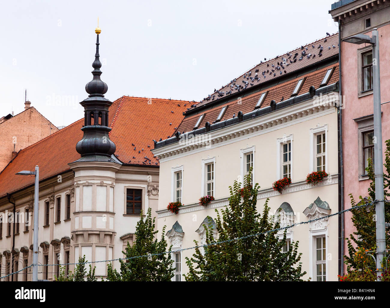 facade of houses in old Brno town Stock Photo - Alamy