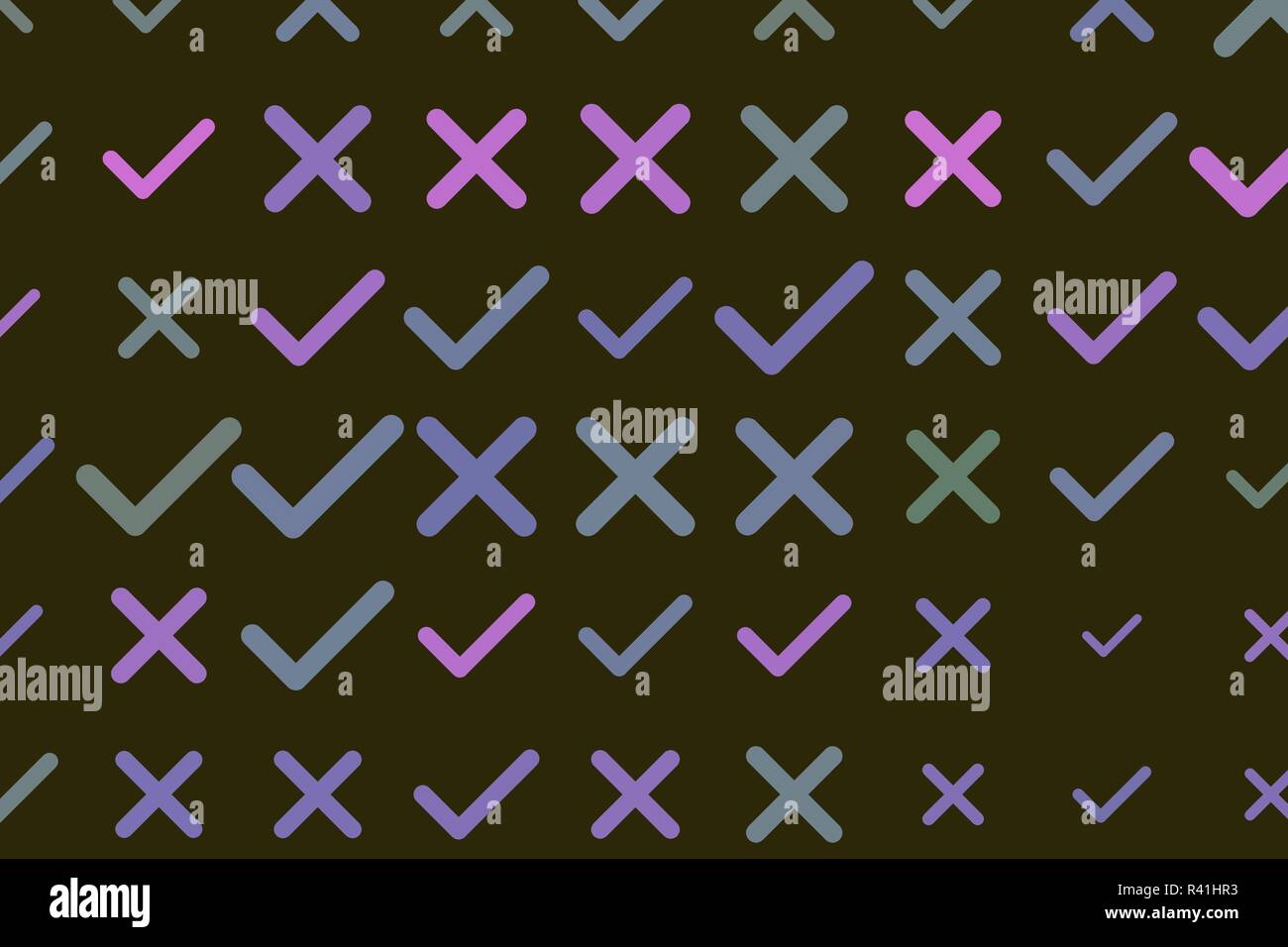 Texture background hand drawn. Abstract tick or cross mark, right or ...
