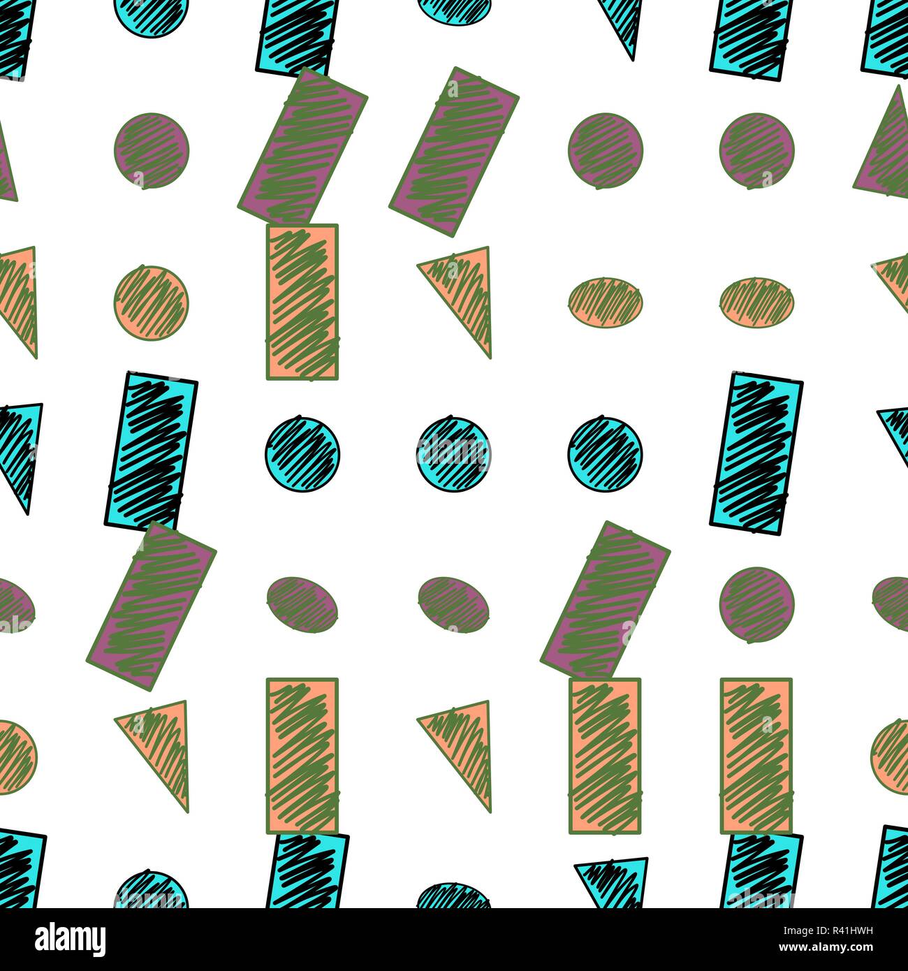 Seamless artistic mixed or mutiple shapes hand drawn background ...