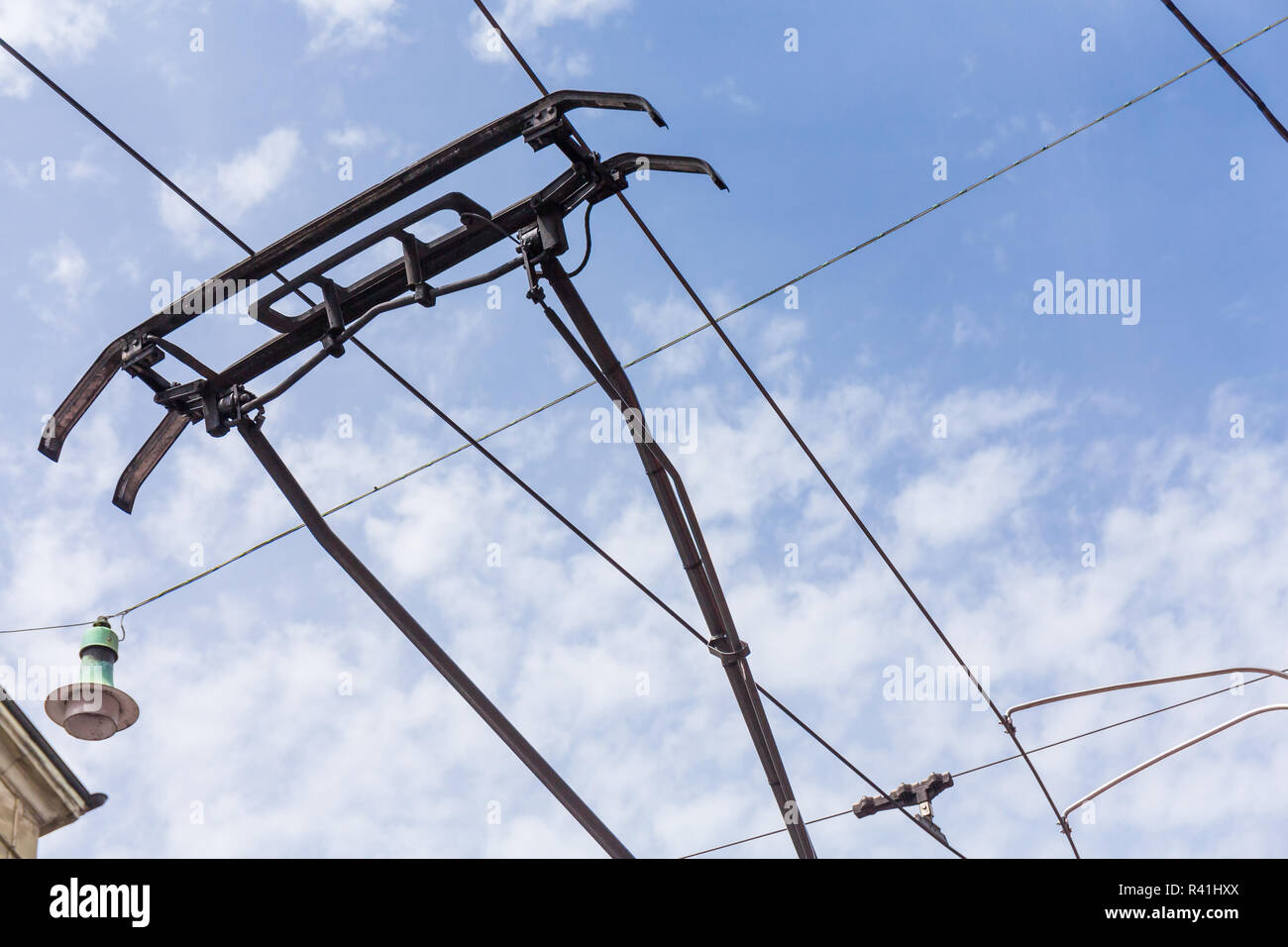 Electrified electric electricity overhead lines line hi-res stock ...