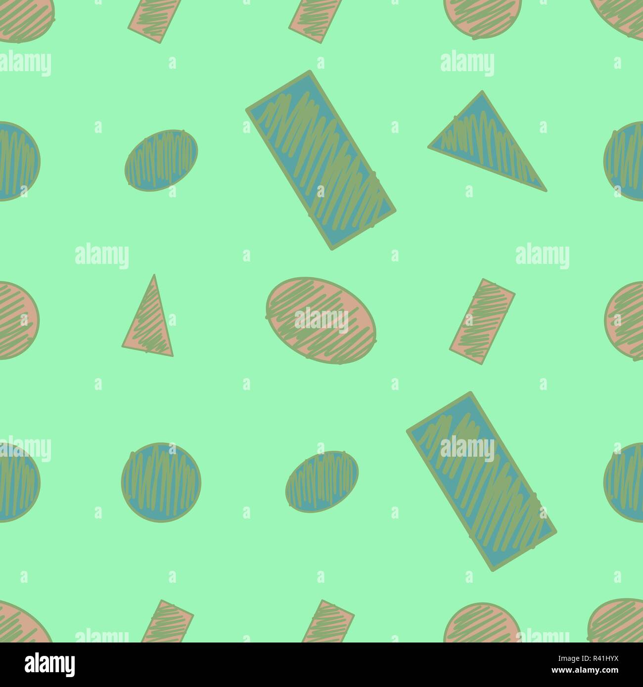 Seamless artistic mixed or mutiple shapes hand drawn background ...