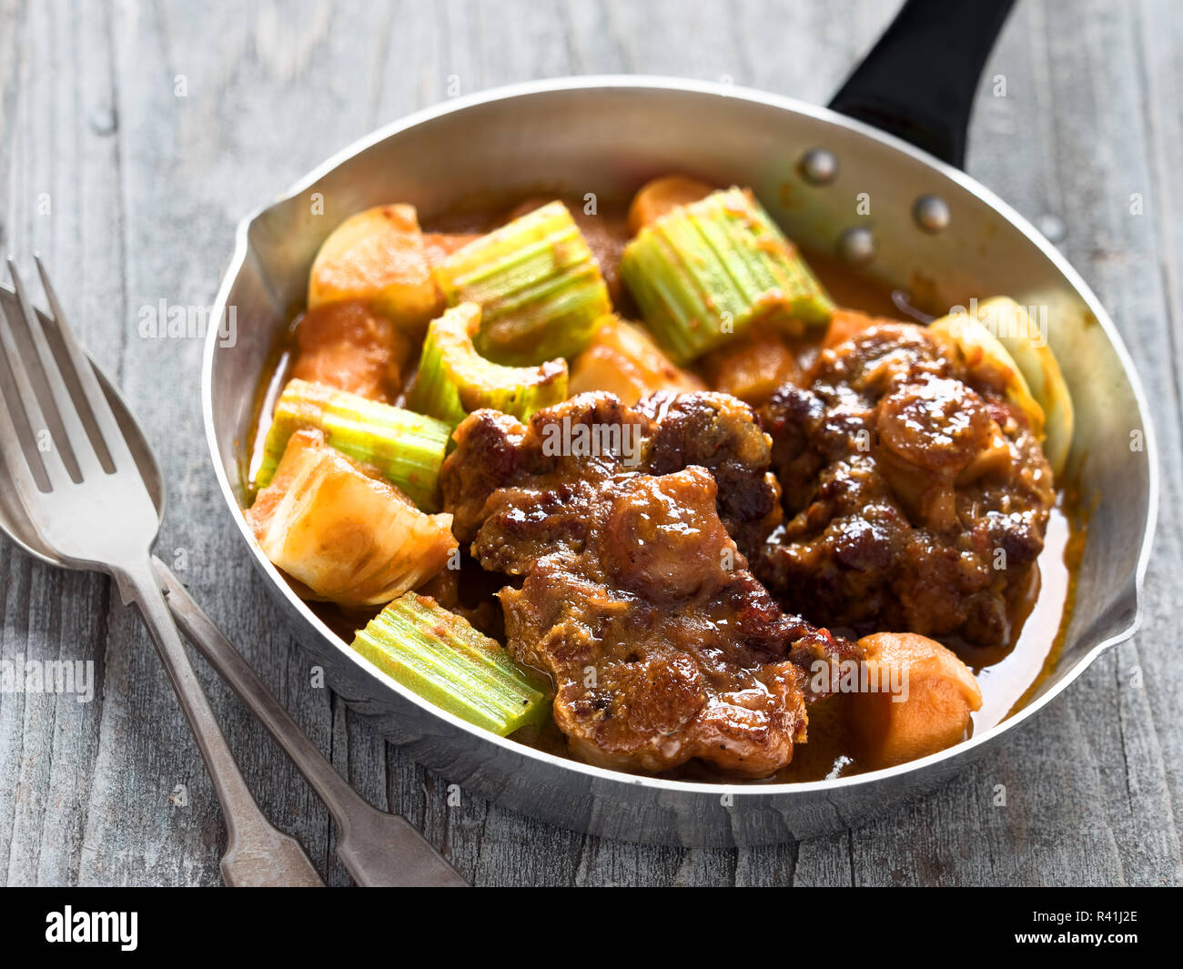 rustic british oxtail stew Stock Photo - Alamy