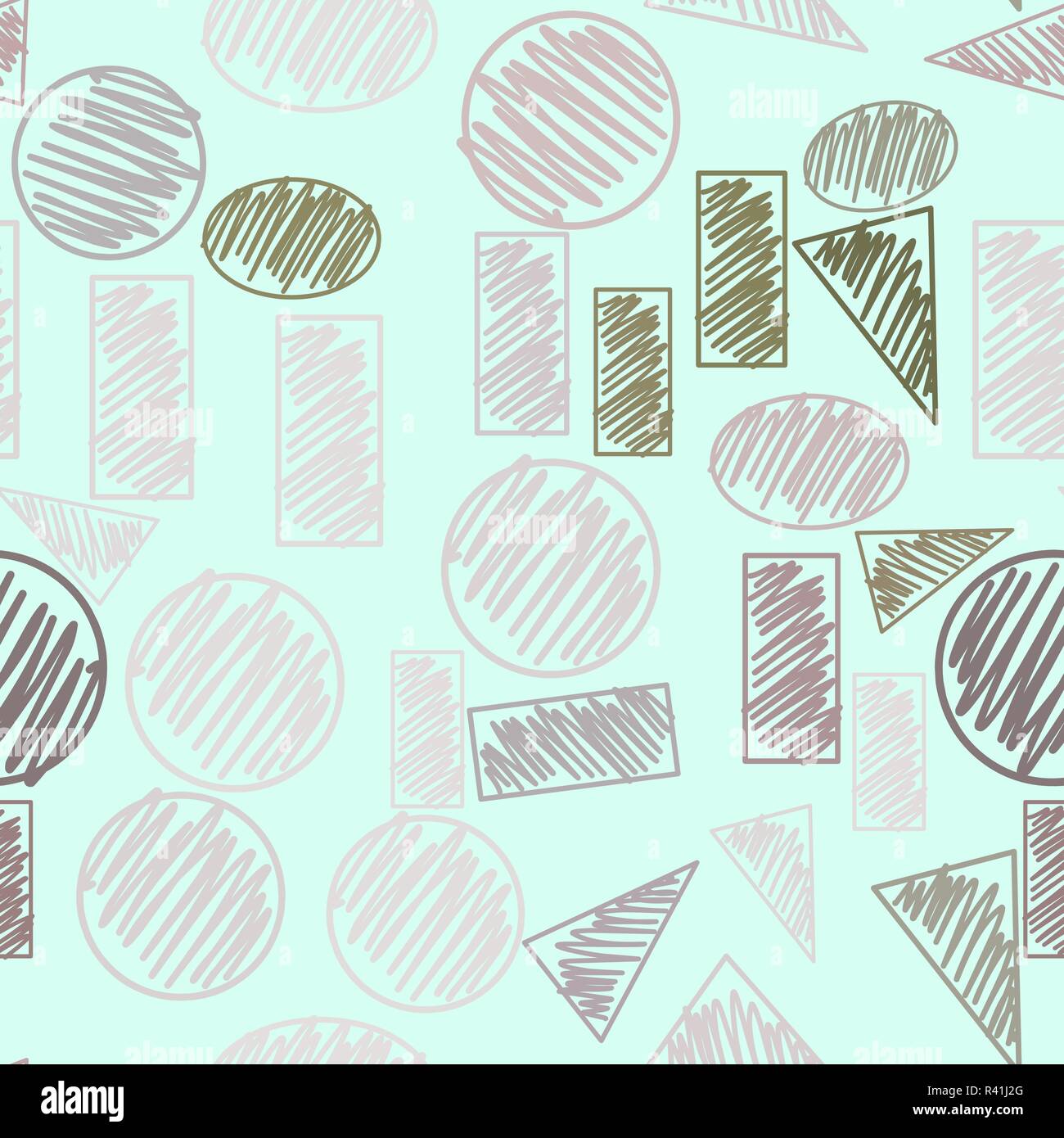 Seamless background or backdrop, mixed or mutiple shapes hand drawn ...