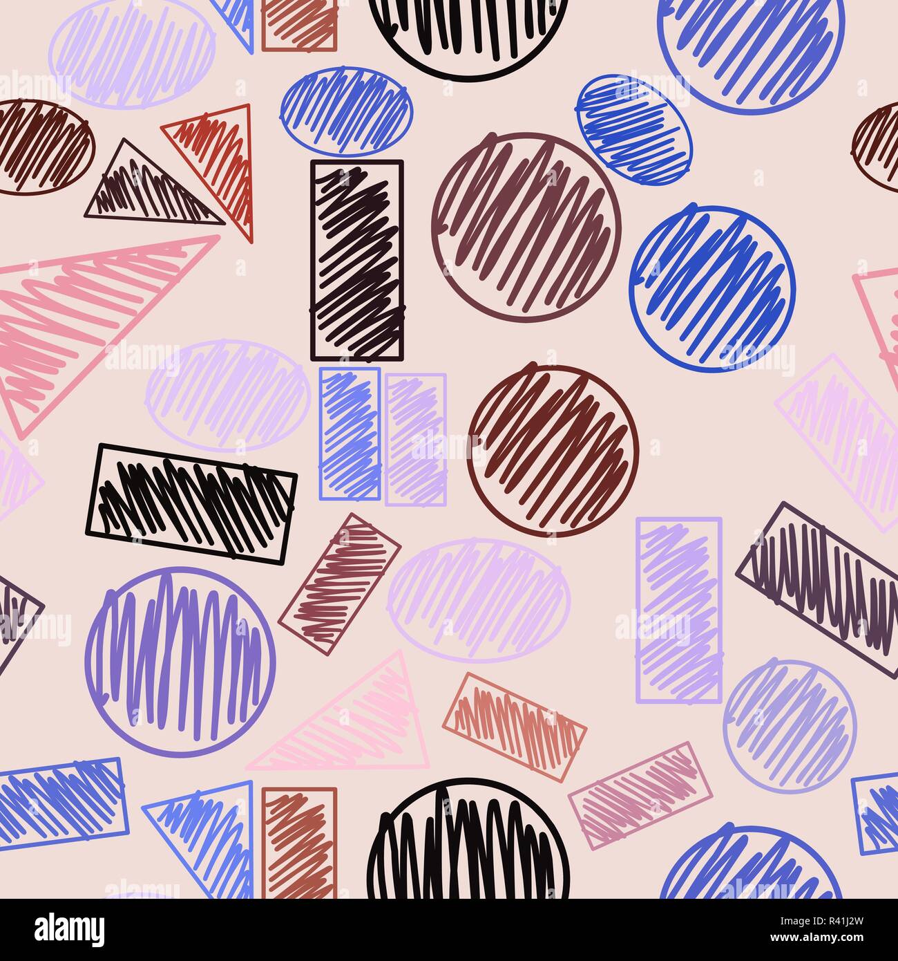 Seamless abstract illustrations of mixed or mutiple shapes, conceptual ...