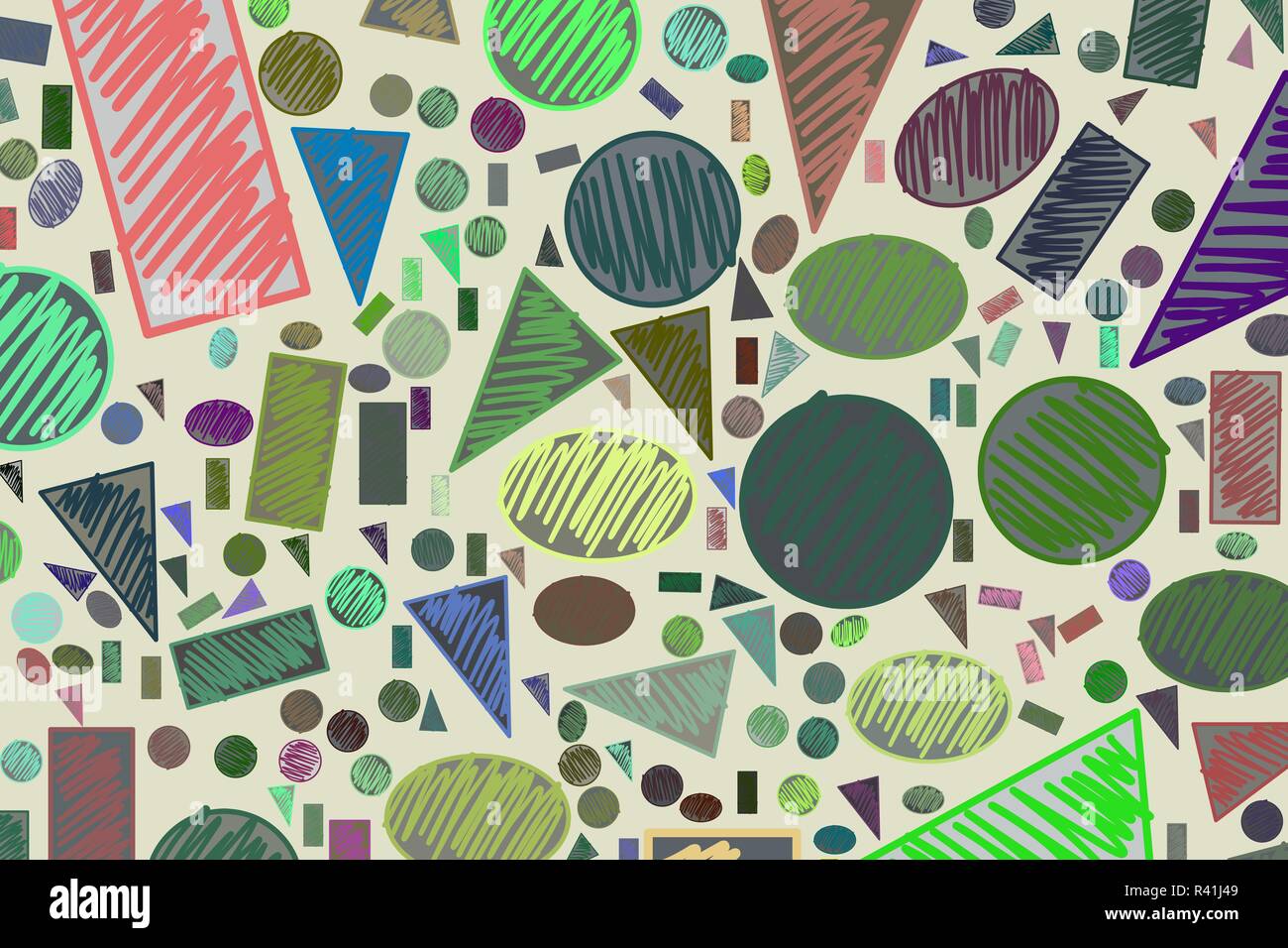 Artistic mixed or mutiple shapes hand drawn background abstract ...