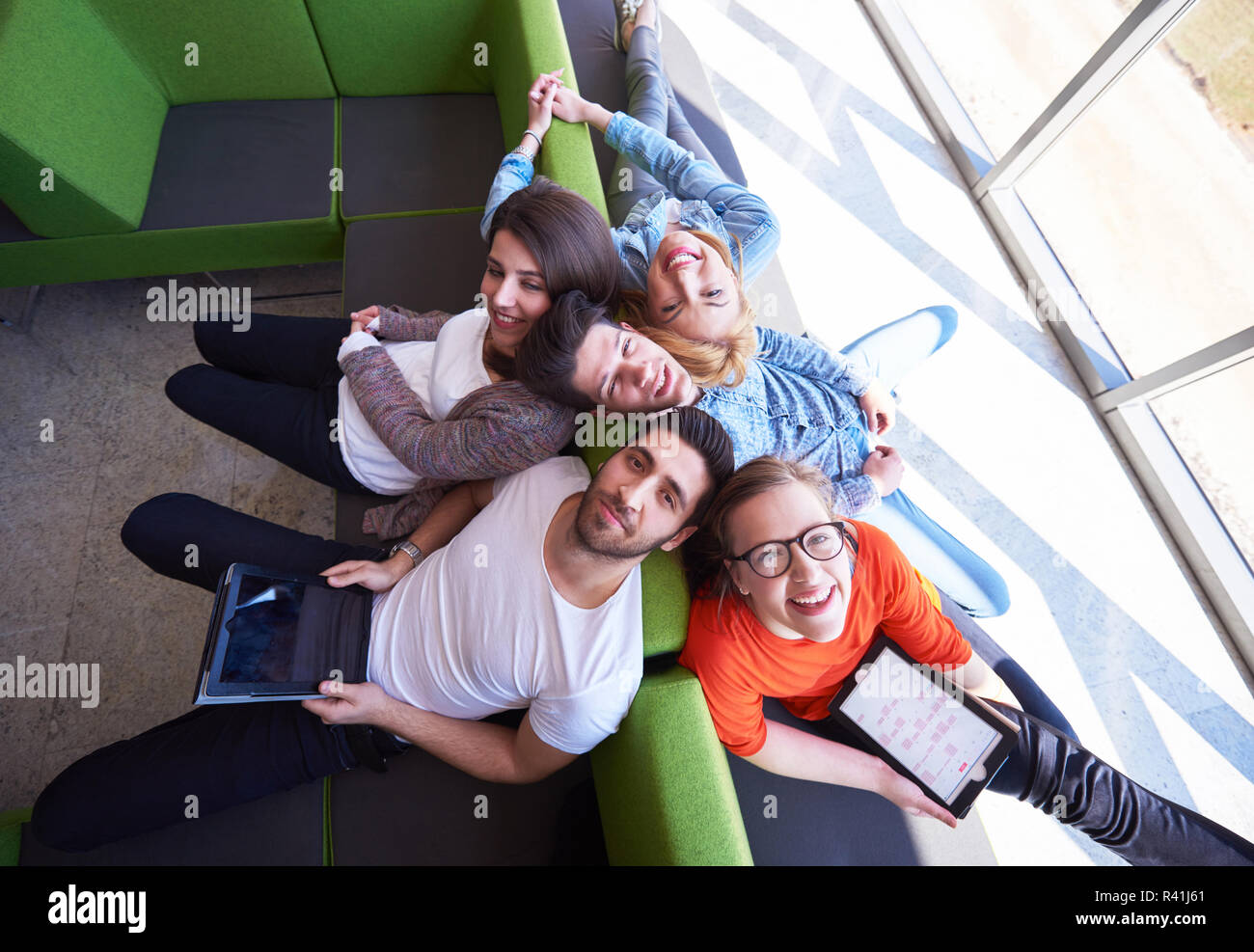 students group working on school project together Stock Photo - Alamy