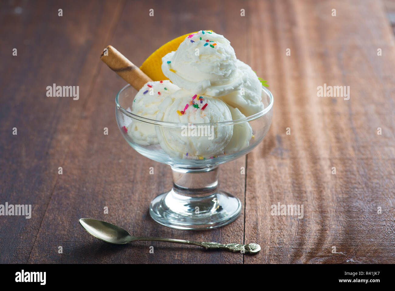 vanilla ice cream with background Stock Photo - Alamy