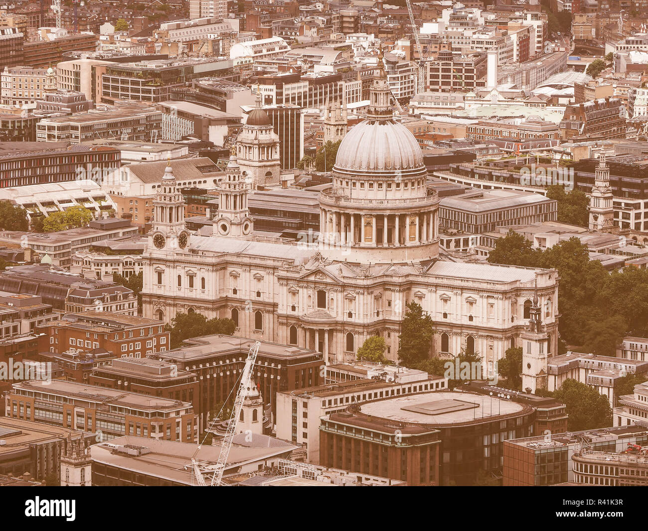 Retro looking Aerial view of London Stock Photo - Alamy
